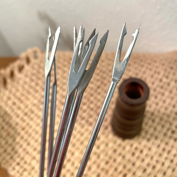Vintage | Dining | Vtg Fondue Forks Color Coded Wooden Handles And ...